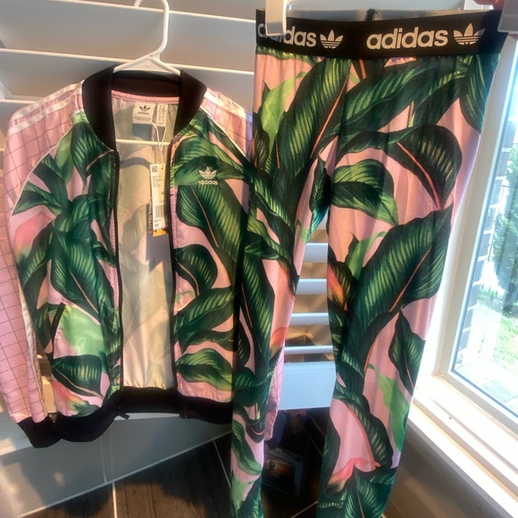 adidas Originals | Jackets & Coats | Adidas X Farm Pink Palm Set | Poshmark